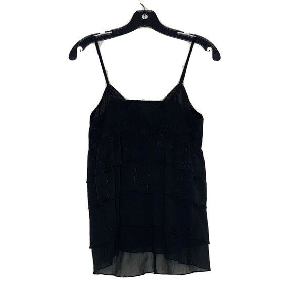 Express | Tops | Express Black Gold Ruffle Tiered Tank Top Cami | Poshmark